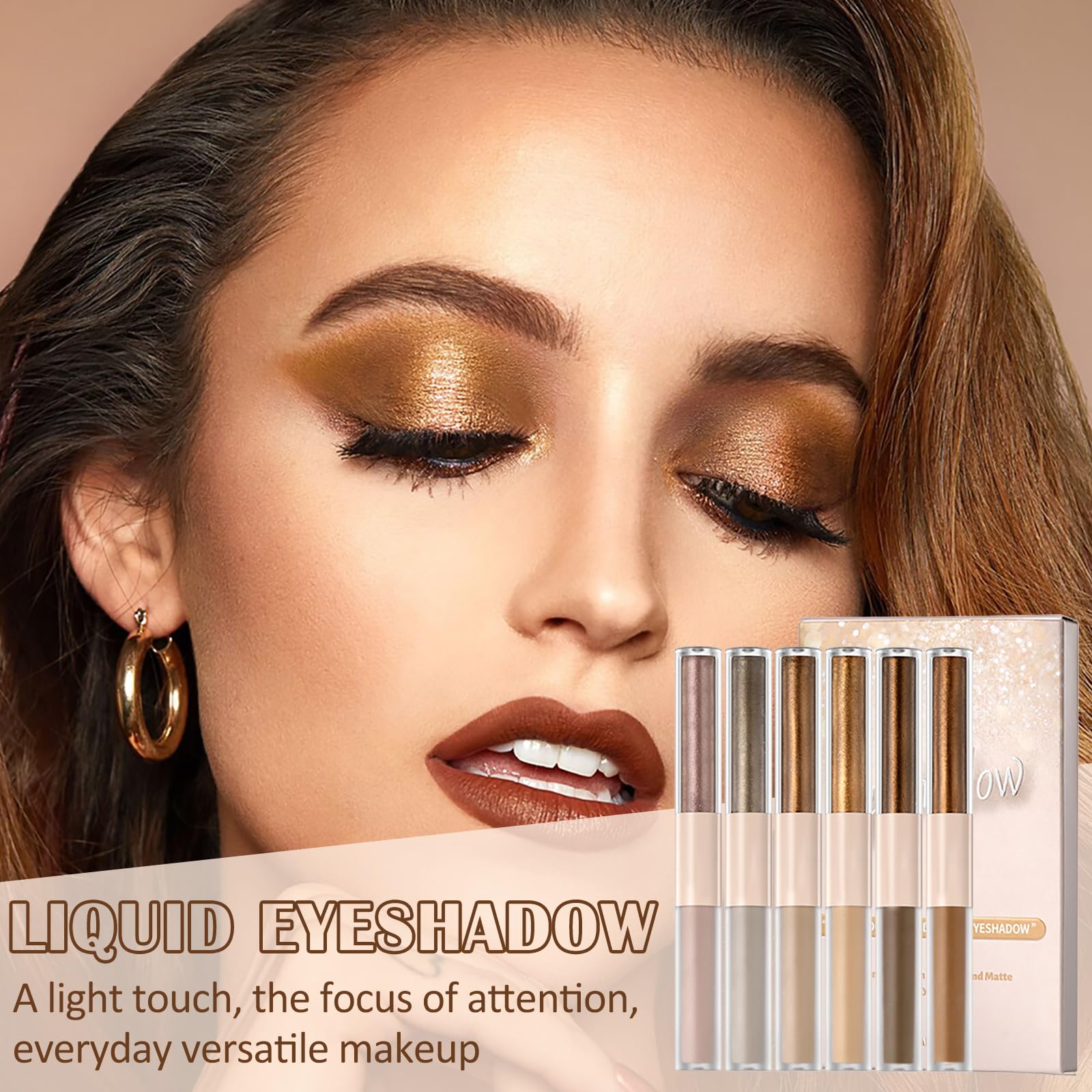 DAGEDA 12 Colors Liquid Eyeshadow Set, 6Pcs Dual-ended Waterproof Matte and Pearl Eyeshadow, Highly Pigmented Neutral Eyeshadow, Long Lasting Quick-Drying Glitter Eye Makeup Set