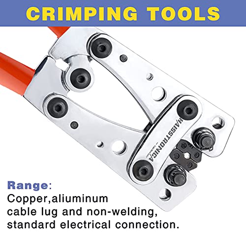 haisstronica Battery Cable Lug Crimping Tools with Wire Cutter-Wire Crimping Tool,AWG 10 8 6 4 2 1,Battery Terminal Crimper for Heavy Duty Wire Lugs,Battery Terminal,Copper Lugs Terminal (ORANGE)