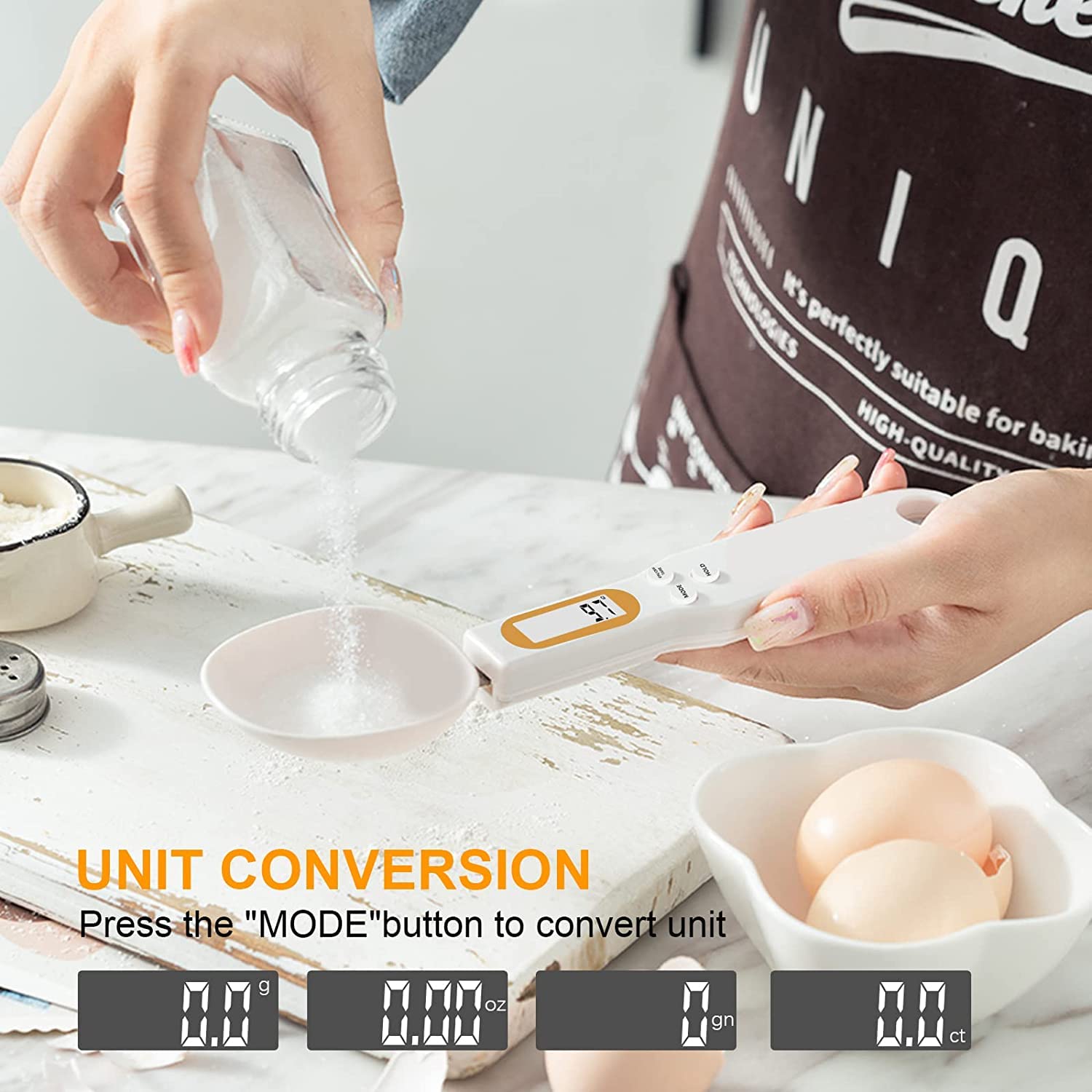 Digital Kitchen Spoon Scale | Measuring Spoon Food Scale | Digital Baking Scale, Weight from 0.1g to 500g | Conversions Grams/Ounces/Gn/Ct | Digital Scale with High Precision & LCD Display