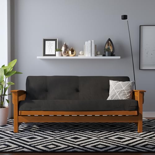 DHP Eve 8 Inch Thermobonded High Density Polyester Fill Futon Mattress, 8 in, Black