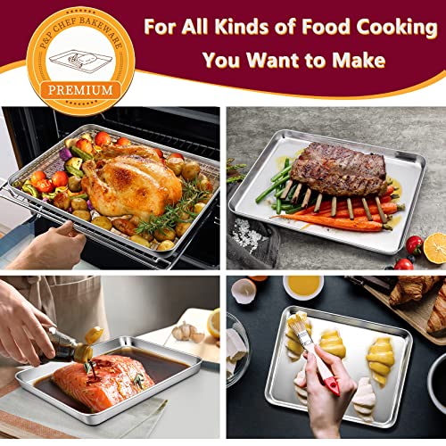 P&P CHEF Baking Sheet and Rack Set, 6 PACK (3 Sheets + 3 Racks), 3 Sizes Stainless Steel Baking Pans Cookie Sheets with Cooling Racks for Cooking & Roasting, Oven & Dishwasher Safe, Healthy & Durable