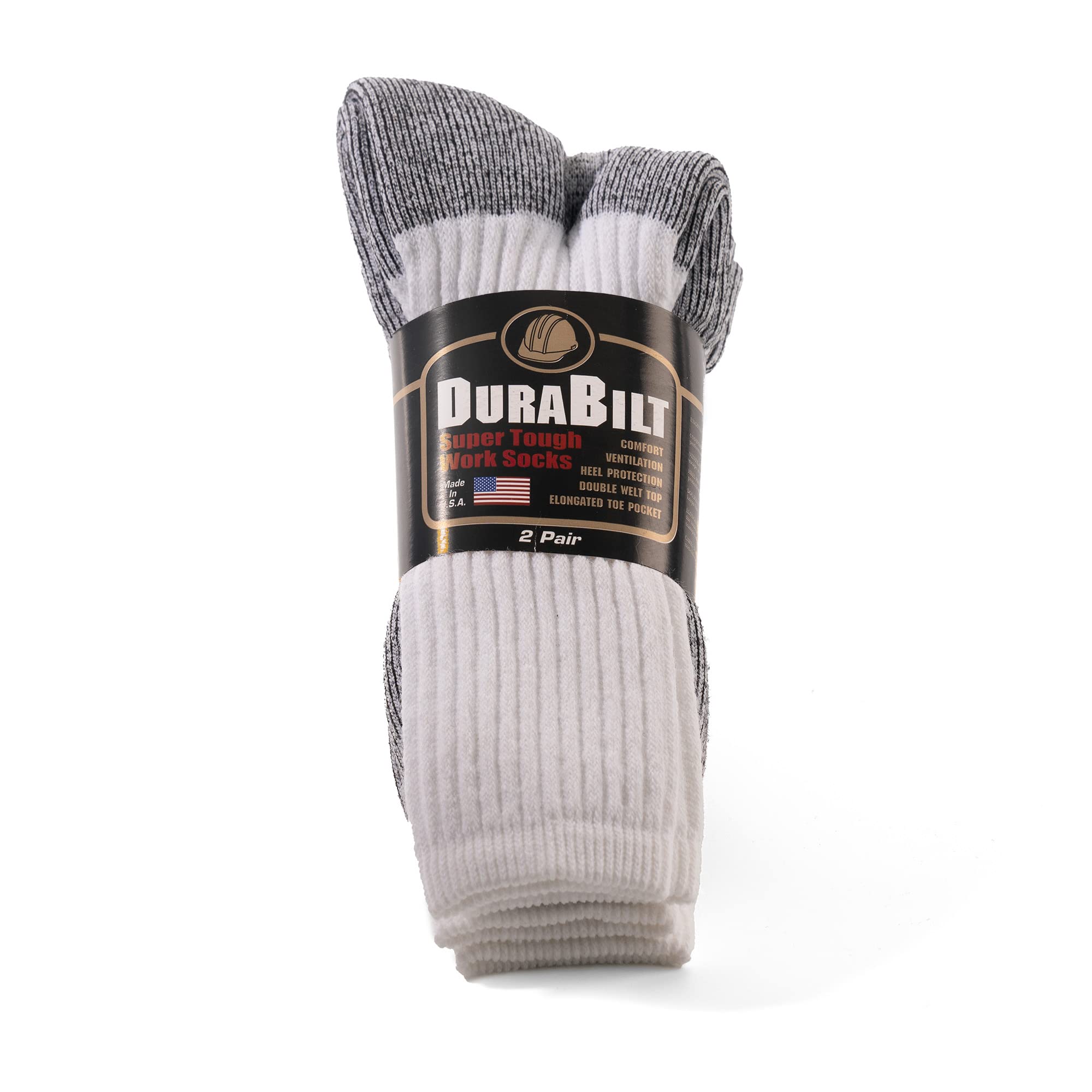 DuraBilt Acrylic Crew W/Black Foot (2 Pair Package)
