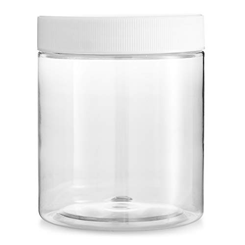 DilaBee Empty Jars with Lids – Refillable Small Plastic Containers with Lids - Clear Plastic Jars - Jars for Body Butter - BPA Free Containers for Kitchen Use, Slime, Beauty Products, (24 Pack, 8 Oz)