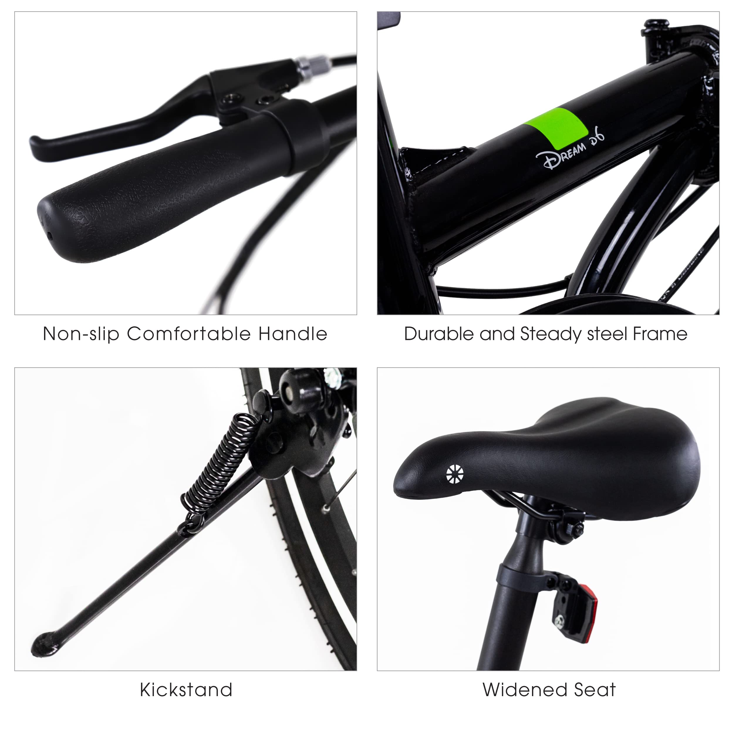 Dahon Dream D6 Folding Bike, Lightweight Aluminum Frame; 6-Speed Gears; 20β Foldable Bicycle for Adults,Black