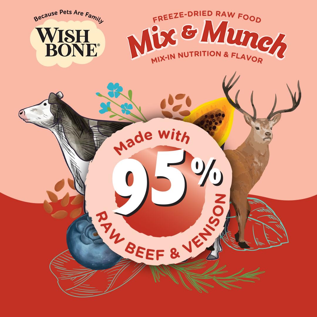 Wishbone Mix & Munch Raw Freeze-Dried Grain-Free Beef and Venison for Dogs 350g