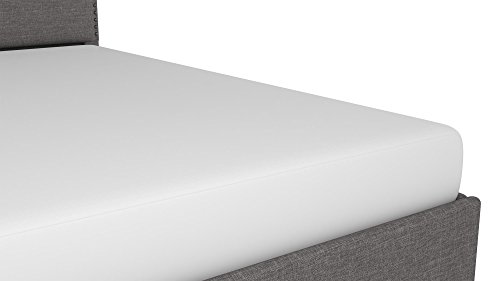 DHP Gavin Upholstered Bed with Nailhead Trim and Wood Slat Support System, King Size, Grey Linen