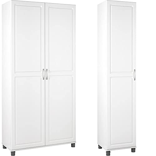 SystemBuild Kendall 36" Utility Storage Cabinet - White & Kendall 16" Utility Storage Cabinet - White
