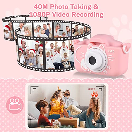 ERYUE Camera, X8 Mini Camera Camera Digital Camera 1080P Video Camera 20MP Dual Lens 2.0 Inch IPS Screen Built-in Battery Cute Photo Frames Interesting Games with 32GB Memory Card USB Card Reader