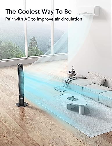 VAGKRI Tower Fan 42" Oscillating Tower Fan with 3 Modes, 4 Wind Speeds, 12H Timers, 90°Oscillation & 135° Vertical, Standing Fans for Home Bedroom Living Room Office, Powerful Floor Fan with Remote