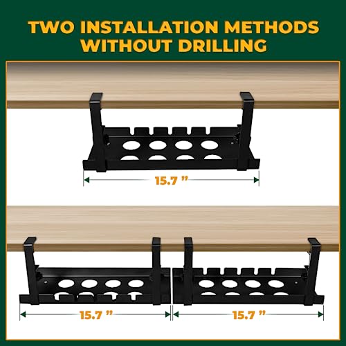 Metal Cable Management Tray Under Desk with Clamp Retractable Cord Organizer for Desk No Drill Cable Tray Basket for Wire Management Sturdy Metal Cable Management Under Desk with Clamp for Home Office