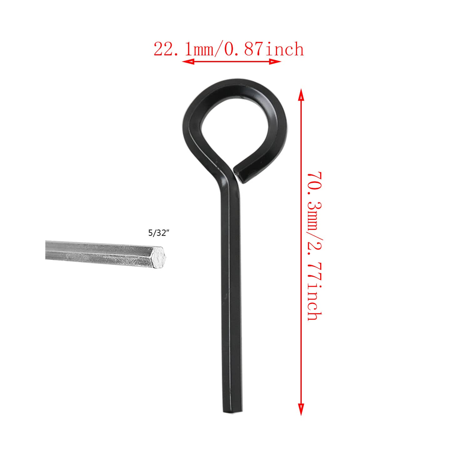 DGBRSM Allen Wrench Door Key 6pcs 5/32 Inch Hex Dogging Key with Full Loop for Push Bar Panic Exit Devices (3 x Black + 3 x Silver)