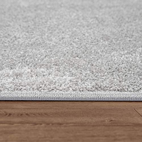 Paco Home Solid Area Rug in Silver Modern Plain Design, Size: 5'3" x 7'3"