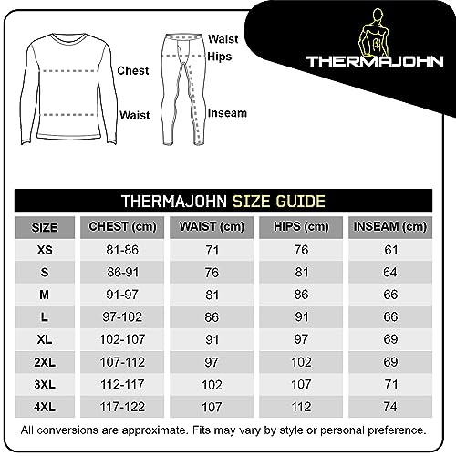 Thermajohn Long Johns Thermal Underwear for Men Fleece Lined Base Layer Set for Cold Weather (Medium, Black)