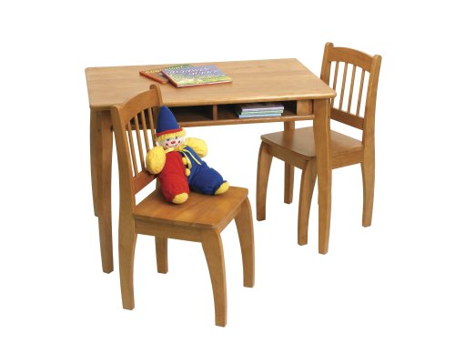 Lipper International Child's Rectangular Table and Curved Leg Chairs, Set of 3, Pecan