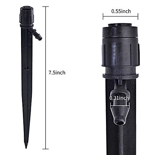 DGQ Drip Emitters Sprayer with Stake 100 PCS 360 Degree Full Circle Water Flow Irrigation Drippers 360 Degree Adjustable Sprayer Micro Bubbler Sprinkler Irrigation System Watering Kits