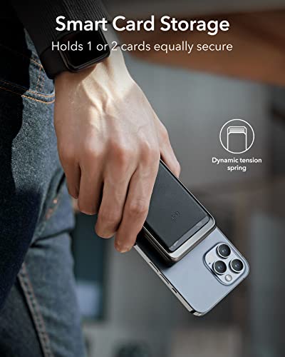 ESR 5,000mAh Wireless Power Bank Wallet with USB-C Cable (HaloLock), Compatible with MagSafe Battery Pack, Wireless Portable Charger, Magnetic Wallet for iPhone 15/14/13/12 (Except 13/12 Mini), Black