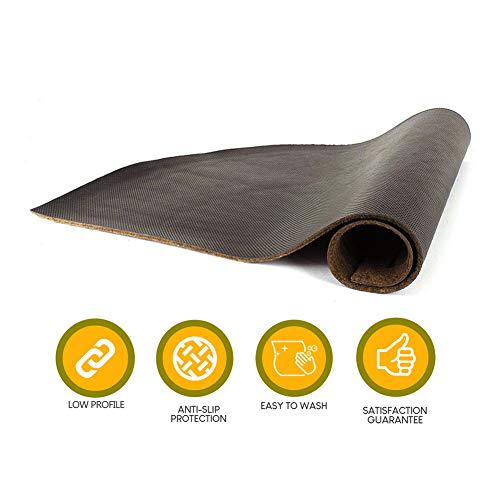Half Round Entrance Rug Waterproof Floor Mat Shoes Scraper Doormat, 18''x30'' Patio Rug Dirt Debris Mud Trapper Out Door Mat Low Profile Washable Carpet