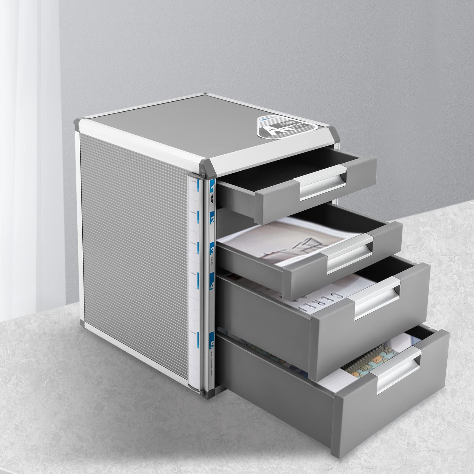 DDBESSIC File Cabinet, 5 Drawer Lateral Filing Cabinet with Lock Desk Cabinet Storage Home Office Lockable Desk Storage Organizer with Drawers