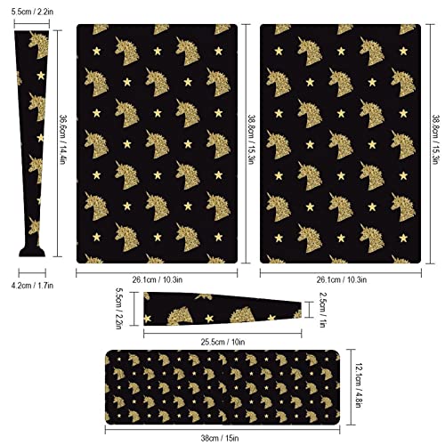 Golden Magical Unicorn Head Full Protective Skin Cover Design Wrap Decal Sticker Compatible with PS5 Digital Edition Console and Controller