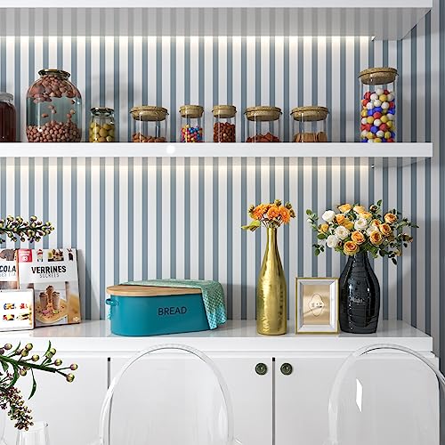 Striped Wallpaper Peel and Stick Wallpaper Boho Contact Paper for Cabinets Grey and White Wallpaper Line Modern Wallpaper for Bedroom Self-Adhesive Removable Wallpaper Boy Room Shelf Liner 17.3βΓ78.7β