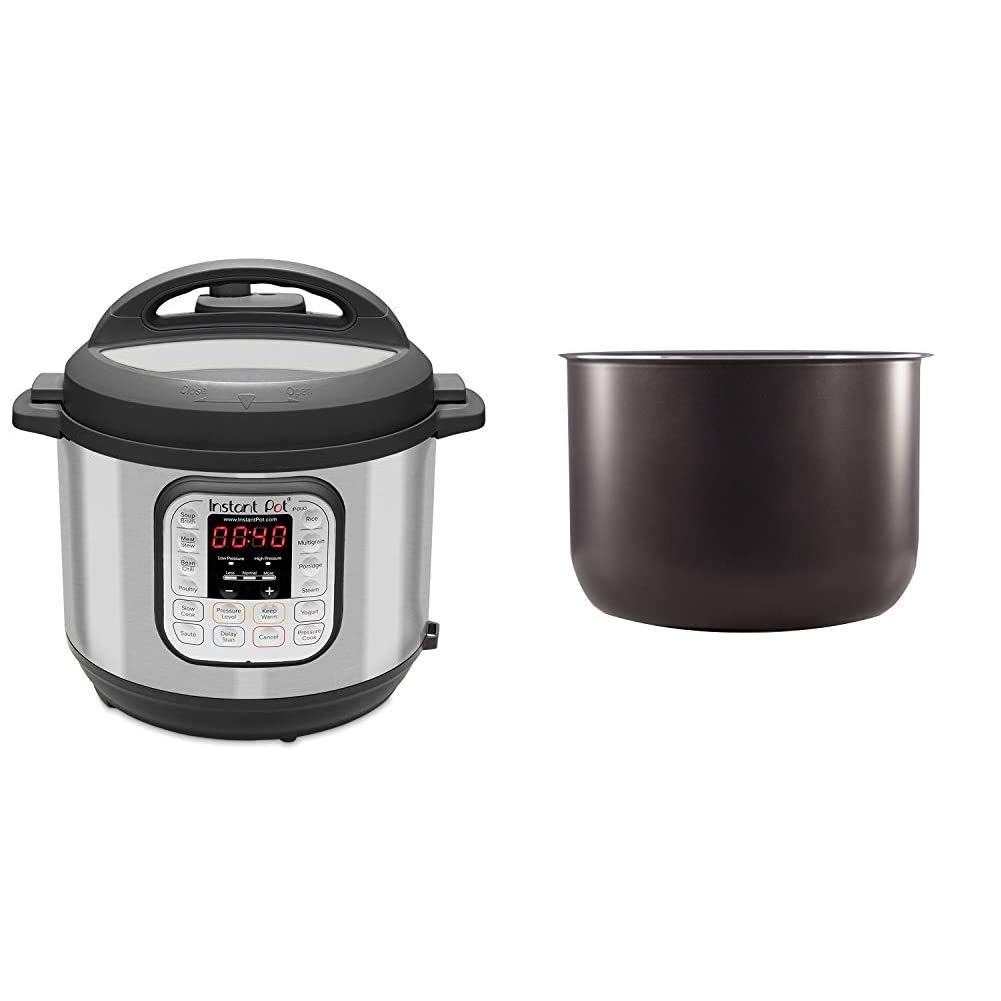 Instant Pot Duo 7-in-1 Electric Pressure Cooker, Sterilizer, Slow Cooker, Rice Cooker, Steamer, Saute, Yogurt Maker, and Warmer, 8 Quart, 14 One-Touch Programs & 8 Quart Ceramic Cooking Pot