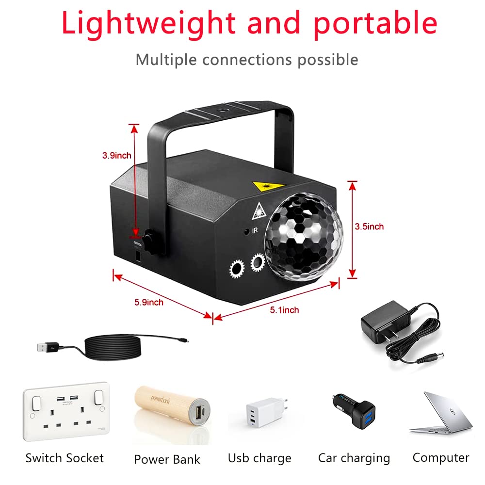 Disco Ball Party Lights,DJ Disco Lights with Remote Control Amosamz Multiple Patterns Projector for Parties Bar Club Christmas KTV Festivals Décor