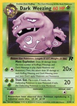 Pokemon Singles - Dark Weezing - 31/82 - Rare - Unlimited Edition - Team Rocket