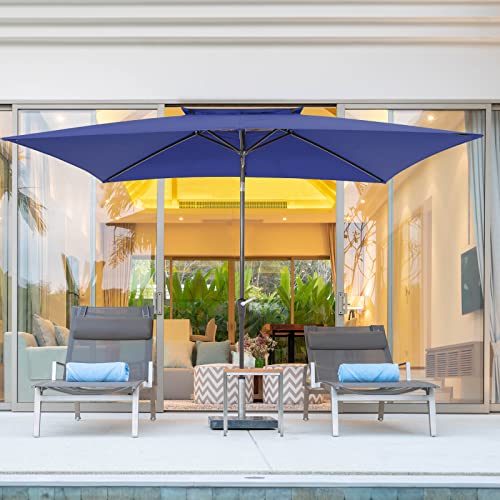 Pakarde 6.6x10ft Rectangle Patio Umbrellas 2 Tiers Outdoor Table Umbrella with Push Button Tilt and Crank for Pool, Backyard, Deck, Picnic, Yard