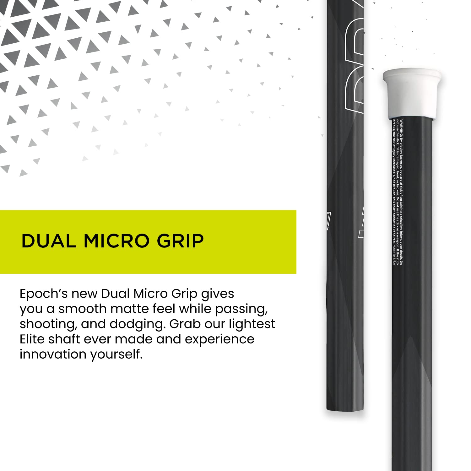 Epoch Dragonfly Elite II Lacrosse Shaft for Attack/Midfield, 30" Soft Flex iQ9, Xtreme Concave Geometry, Lightweight and Durable Stick with Advanced Carbon Layering and Progressive Weave, Made in USA