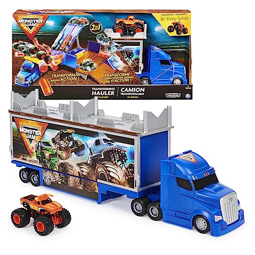 Monster Jam, Transforming Hauler Playset and Storage with Exclusive El Toro Loco Monster Truck, 1:64 Scale, Kids Toys for Boys and Girls Ages 4-6+