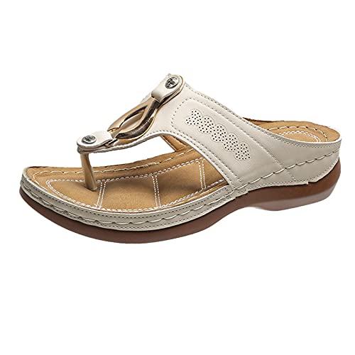 JMMSlmax Flip Flops Sandals for Women Women's Platform Pinch Toe Flat Comfortable Summer Beach Wedge Sandals for Women Dressy