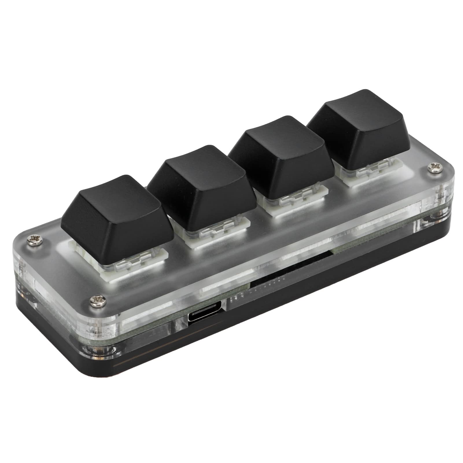 Gaming Keyboard Mechanical Keypad, Mini 4 Key, Type C to USB Interface, with RGB Light, Black