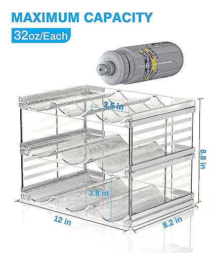 Hyperzoo Water Bottle Organizer, Stackable Water Bottle Holder, Plastic Wine Racks for Kitchen Cabinets, Pantry, Fridge, Water Bottle Storage for Wine/Drink/Can/Tumbler Cup Stand Organizer, 3 Pack