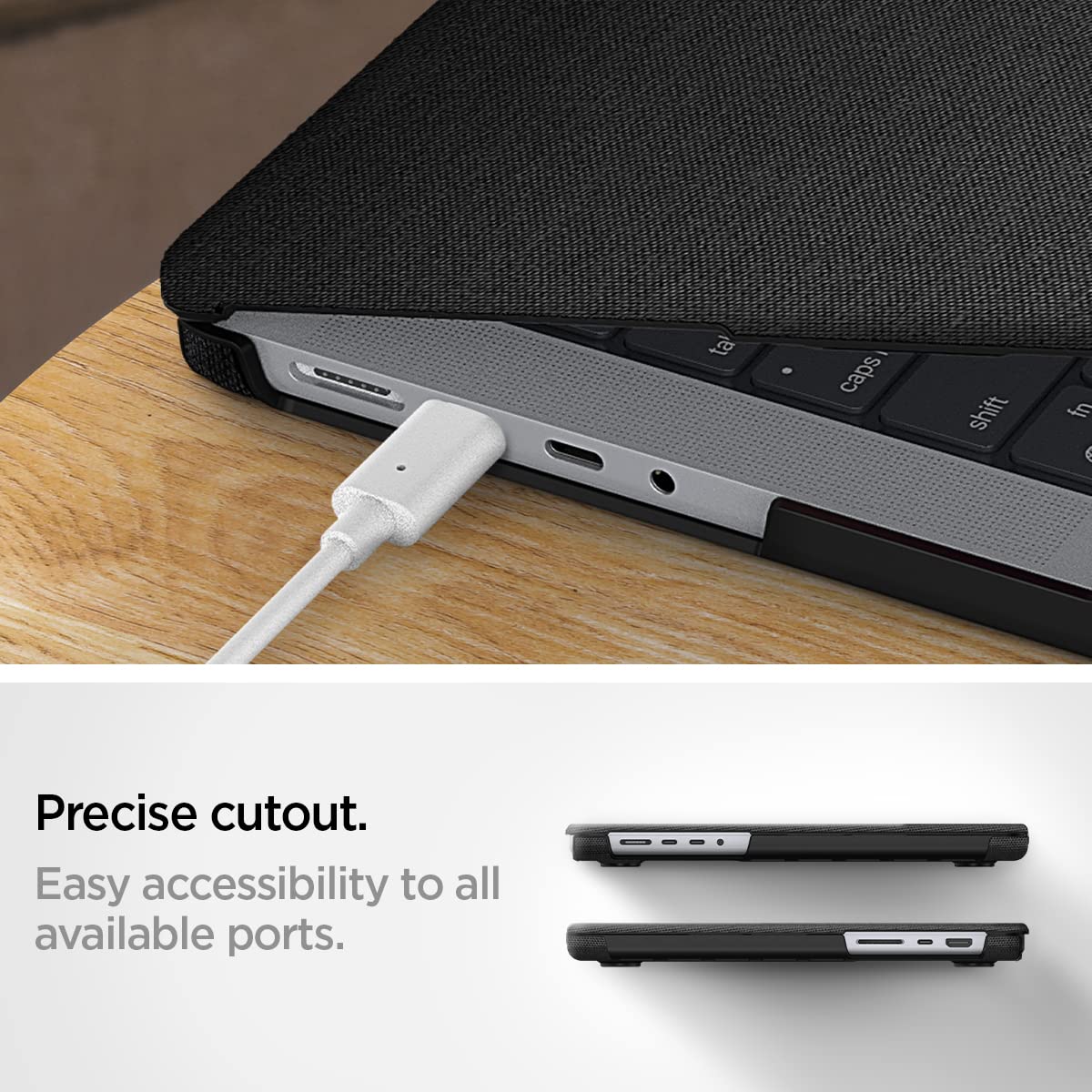Spigen Urban Fit Designed for MacBook Pro 14 inch Case M4/Pro/Max (2024) M3/M2/M1/Pro/Max (2023-2021) A3112 A3185 A3401 A2918 A2992 A2779 A2442 Premium Knit Fabric Case - Black