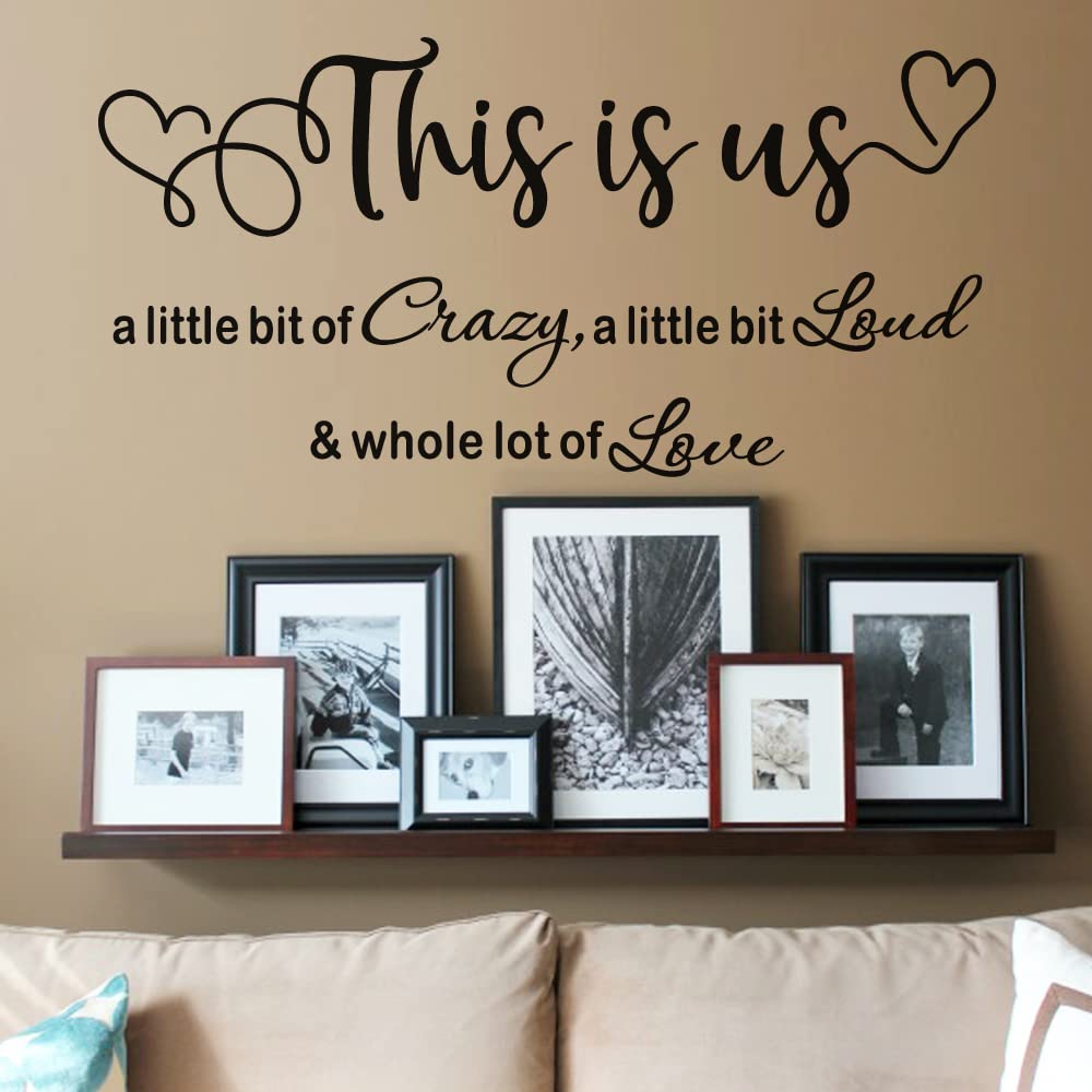 FlyWallD Bedroom Wall Decals Peel and Stick Vinyl Art Love Stickers House Nursery Decor - This is Us A Little Bit of Crazy