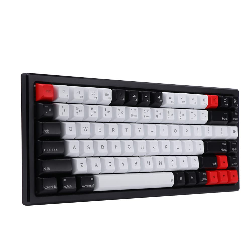 EPOMAKER AK84S 84 Keys Bluetooth 5.1 Wireless/wired RGB Hot Swappable Mechanical Keyboard with GK1 Profile PBT Keycaps, 4000mAh Battery for Mac/Win(Chocolate Brown Switch, Black White Red PBT Keycaps)