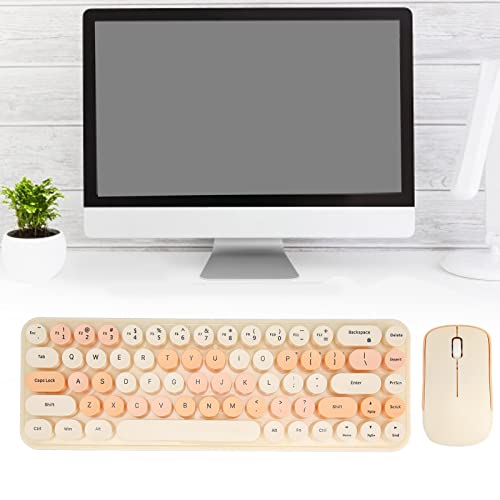 Gaming Keyboard Mouse, Low Consumption USB Keyboard Mouse 3 DPI 68 Keys for Home (Tawny Mixed Color)