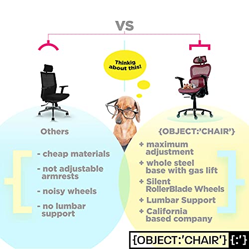 OBJECTCHAIR ErgoPro Ergonomic Office Chair - Desk Chair with Adjustable Lumbar Support, Breathable Mesh Back and Wheels - Gaming Chair, Computer Chair, Home Office Desk Chairs, Rolling Chair (Blue)
