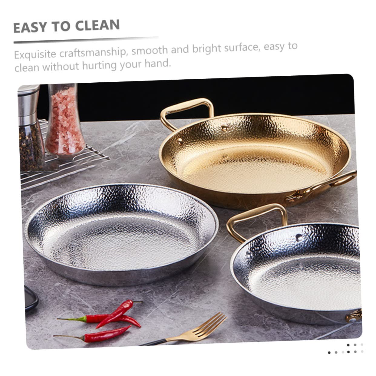 HANABASS 4pcs Dinner Nonstick Tray Pan for Use Hotpot Snack Chicken Steel Nabe Handle Cookware Serving Pot Induction Foods Golden Kitchen Home Paella Plate Restaurant Skillet Handles