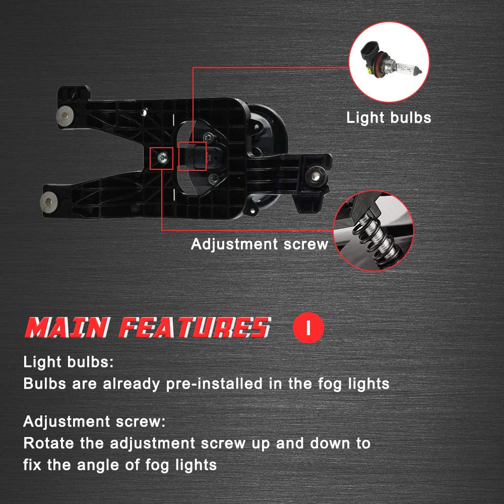 Driving Fog Lights Lamps Replacement for 2008 2009 2010 Ford F250 350 450 Super Duty with H10 12V 42W Halogen Bulbs & Wiring Harness Kit (Clear Lens)