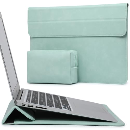 HYZUO 13.3-14 Inch Laptop Sleeve with Case Stand Feature Compatible with MacBook Pro 14 M3/M2/M1 Pro/Max A2992 A2918 A2779 A2442 2021-2024, MacBook Air 13 2017-2010, Surface Laptop 13.5, Mint Green