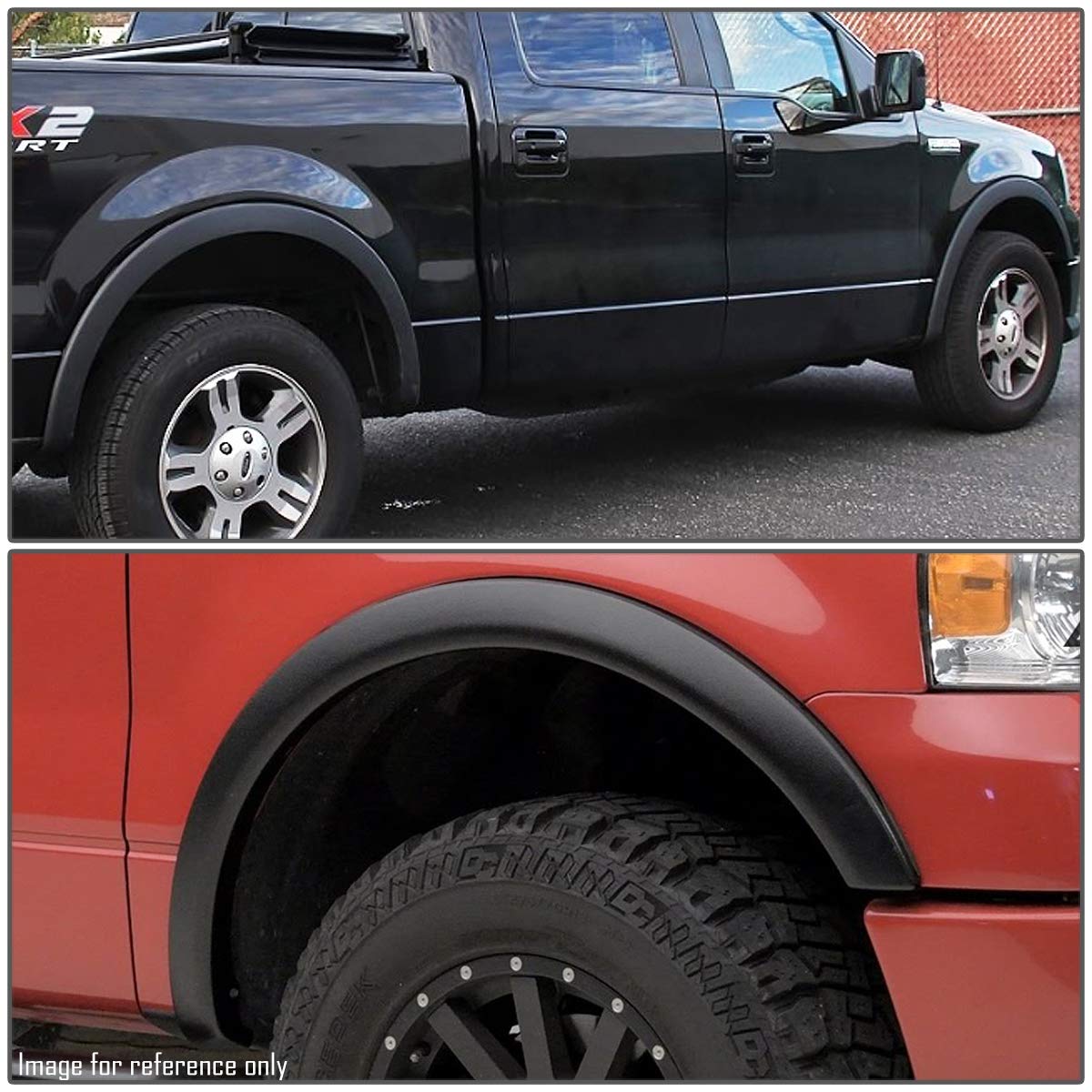 DNA Motoring IF-10019-MBK 4 Pcs OE Factory Style Wheel Fender Flares Compatible with 04-08 F-150 5'5" 6'5" 8' Style Side Bed / 06-08 Mark LT 5'5", 6'5" Beds