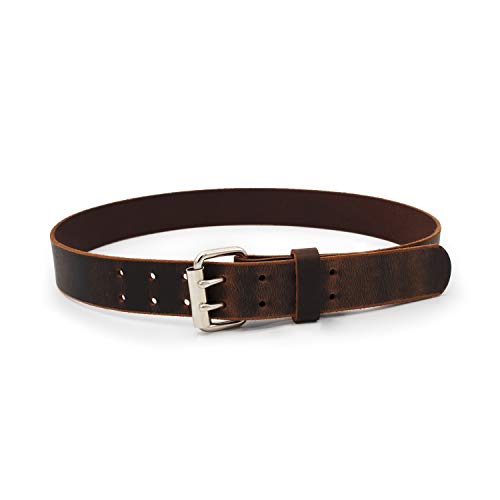 Double Down Leather Belt | Made in USA | Brown Leather Belt for Men | Two Prong Mens Work Belt | Size 36