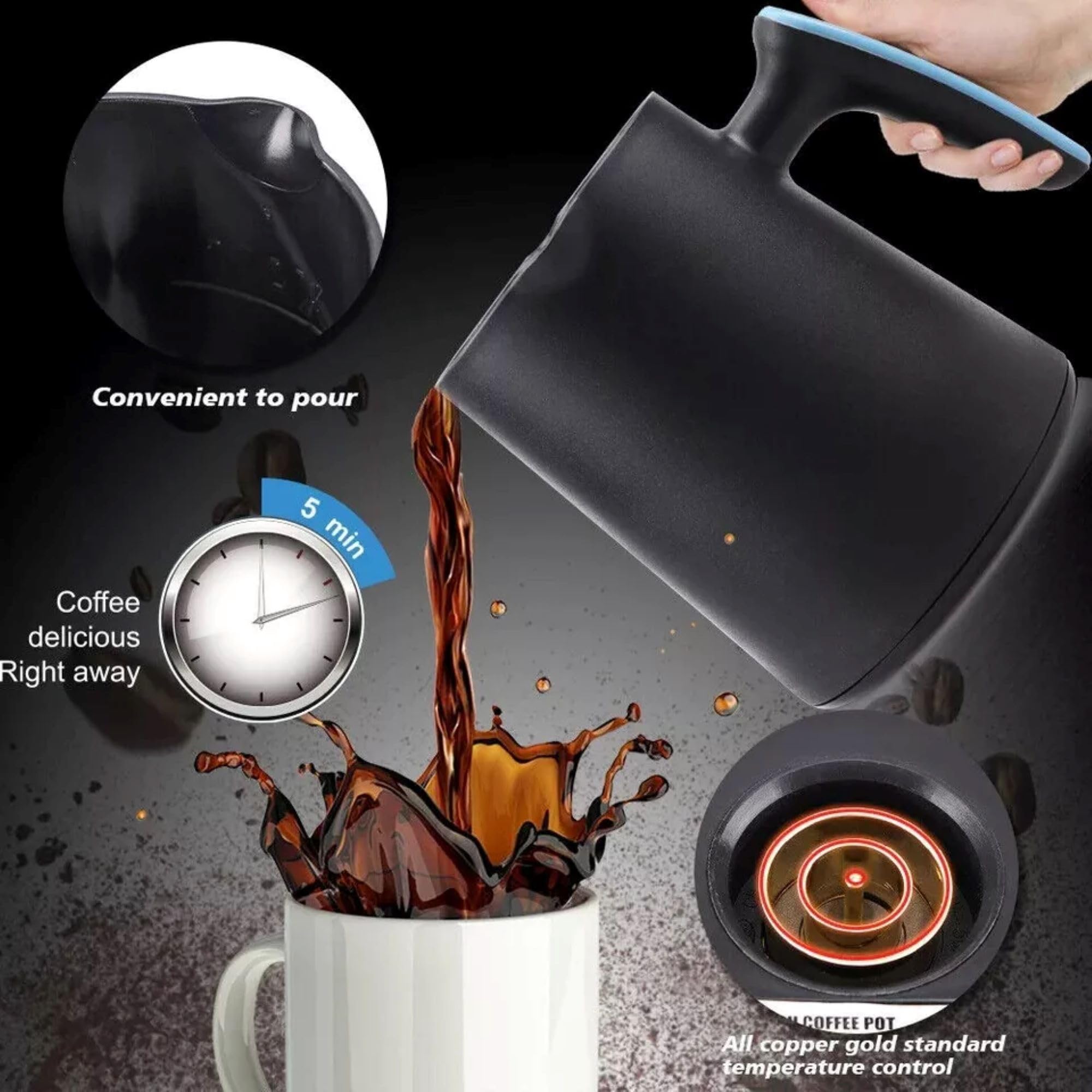 MARADO Turkish Arabic Greek Coffee Pot Maker Electric Machine 110v US PLUG 100% BPA-free, 1-4 Cups Brewing Capacity with Cook Sense Technology, Anti - Overflow cooking (Red), NORMAL, MA-1688