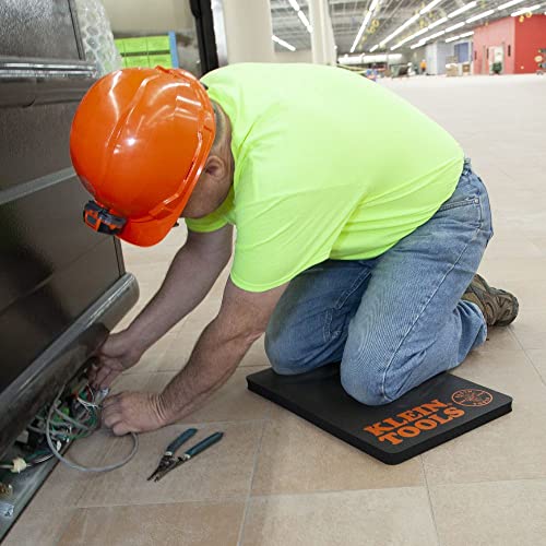 Klein Tools 60135 Kneeling Pads, Adult Mens Soft Thick Closed Cell Soft Foam Professional Tradesman Pro Pads with Handle, Black