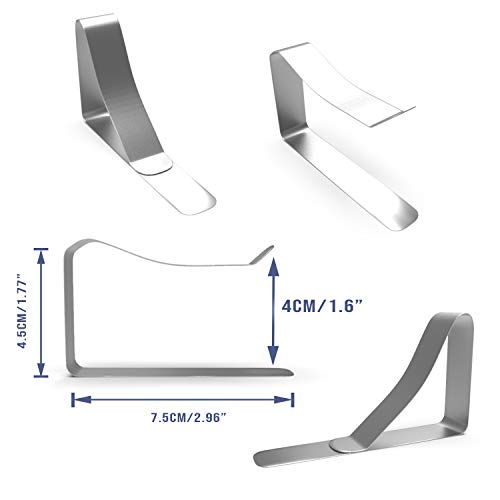 ProTensils Picnic Tablecloth Clips, Stainless Steel Outdoor Table Cover Clamps, Table Cloth Holder & Skirt Clip (12 Pcs)