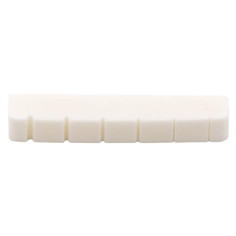 DISENS 6 String Electric Guitar Nut Slotted Bone Nuts Flat Bottom for Guitar Replacement Parts Accessories (43x6x8.5mm)