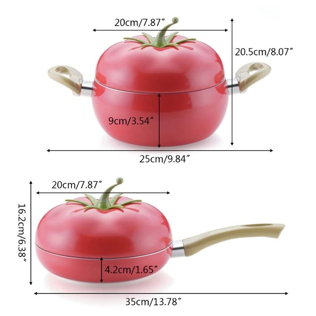 DHTDVD Tomato Stockpot Frying Pan Nonstick Cooking Pot Color Saucepan Induction Cooker Aluminum Cookware