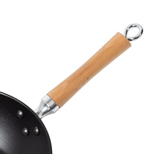 JOYCE CHEN Professional Series 11.5-Inch Cast Iron Stir Fry Pan with Maple Handle