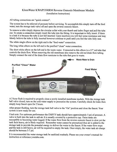 KleenWater KWAP5500RM Compatible with Aqua-Pure AP5500RM Reverse Osmosis Membrane Module with Housing and Accessory Fitting